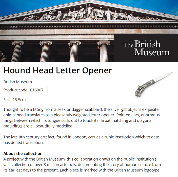 Royal Selangor British Museum Collection Hound Head Letter Opener ...