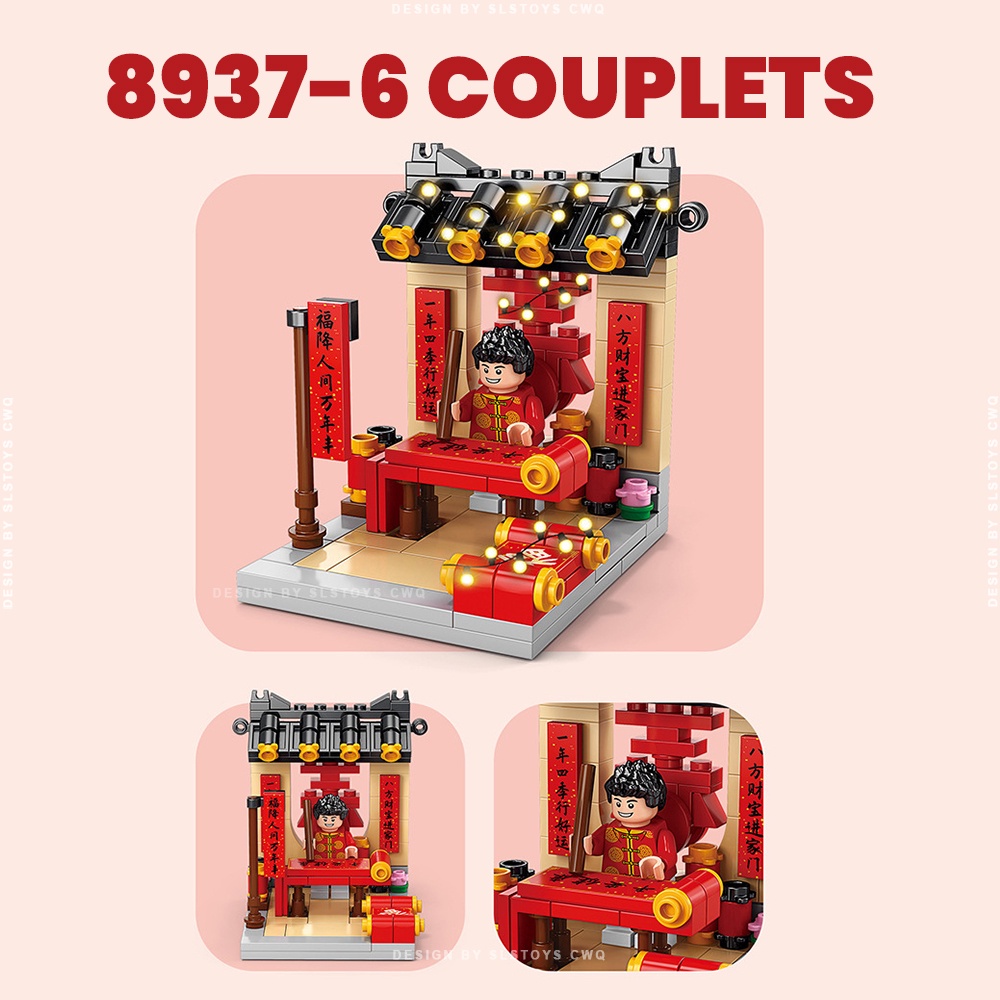 Lele Brother Block CNY Fortune God Lucky Cat Lion Dance Mandarin Tree ...