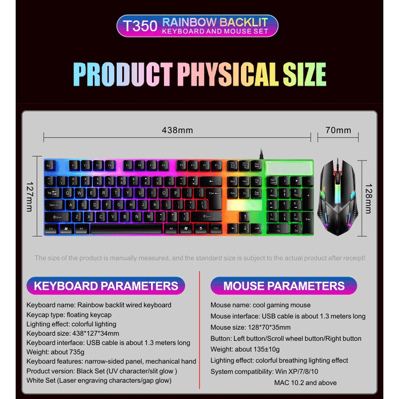 T6 Gaming Mouse Keyboard Set Gaming keyboard and mouse T6 Set USB ...