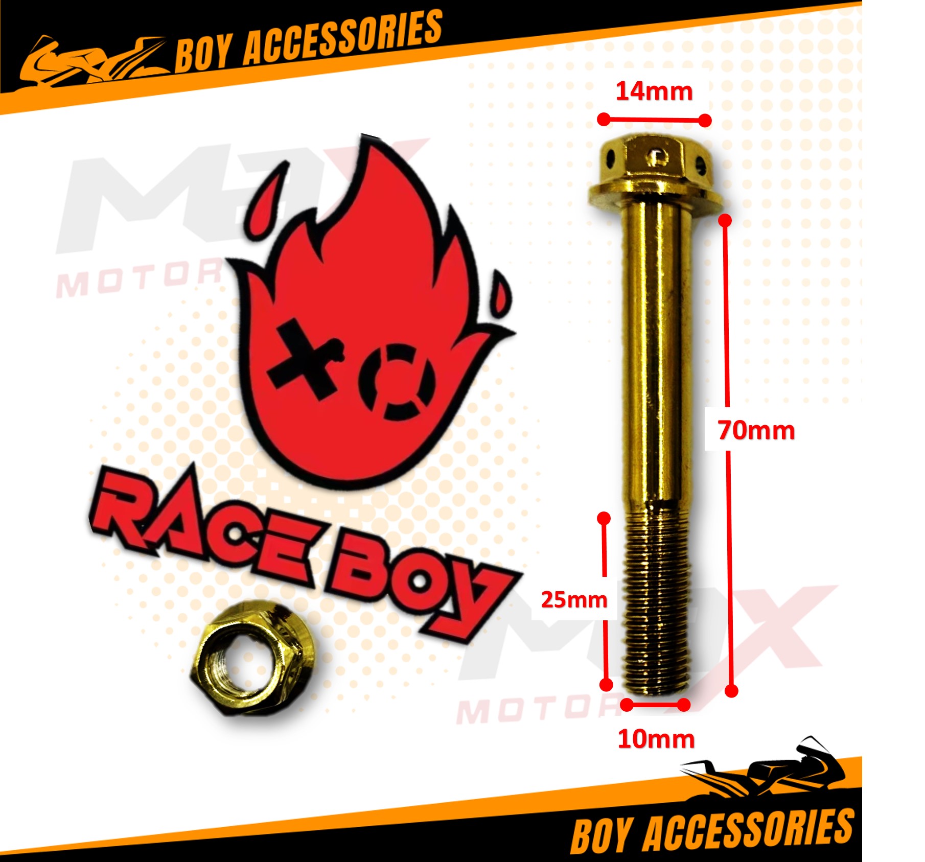 Monoshock Alloy Screw Skru with siap Nut Race Boy Titanium Gold Y15/Y16 ...