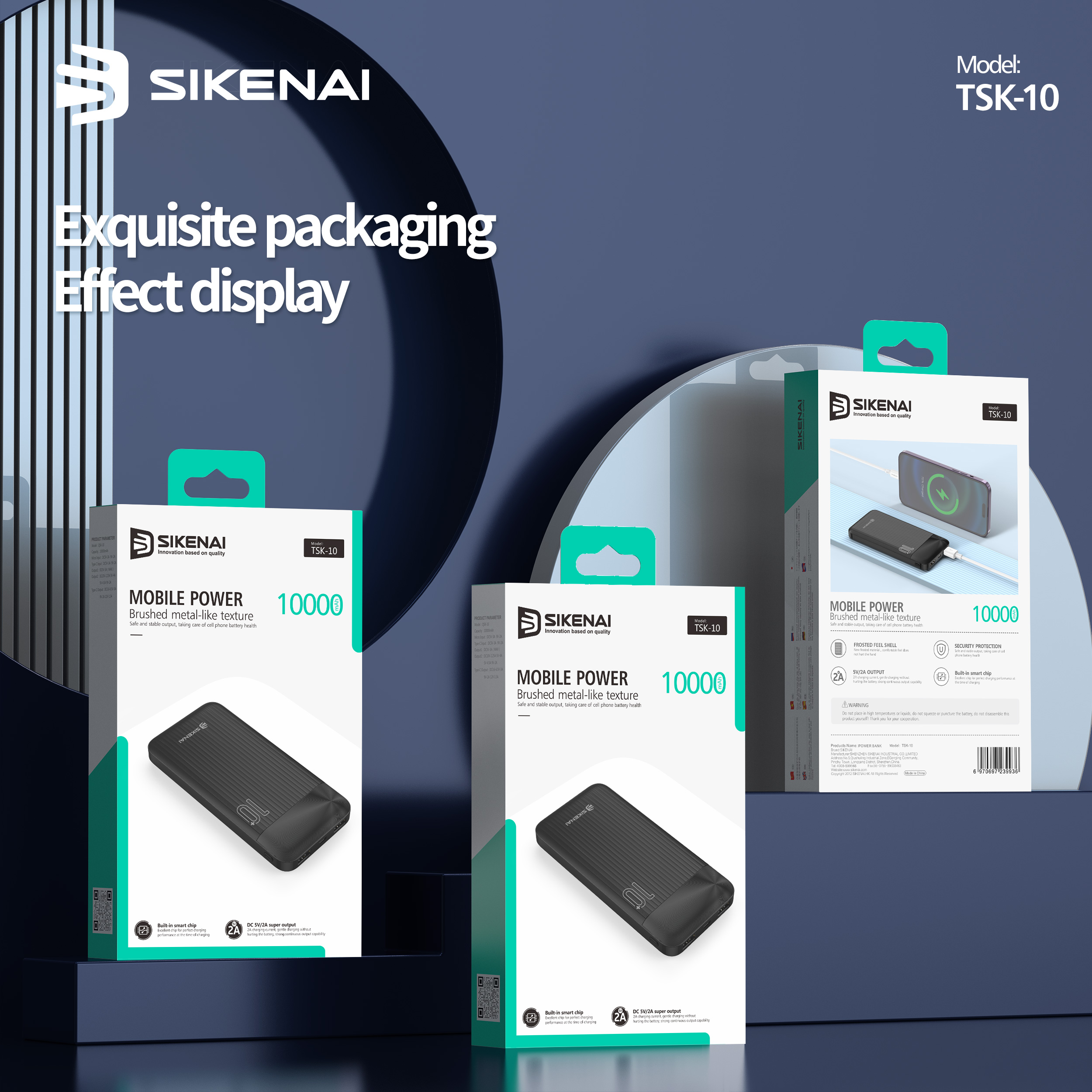 SIKENAI TSK-10 2A High Current 10000mAh Built-in Smart Chip Brushed ...