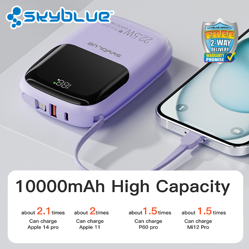 Skyblue Powerbank 10000mAh PD 22.5W Fast Charging Power Bank Mini Cute ...