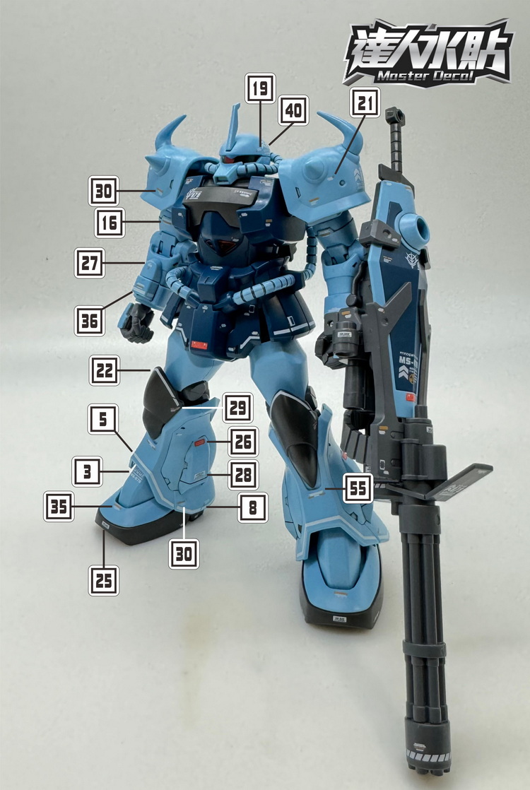 (Master) Waterslide Decal - HG 1/144 Gouf Custom (Fluorescent) MS-07B-3 ...