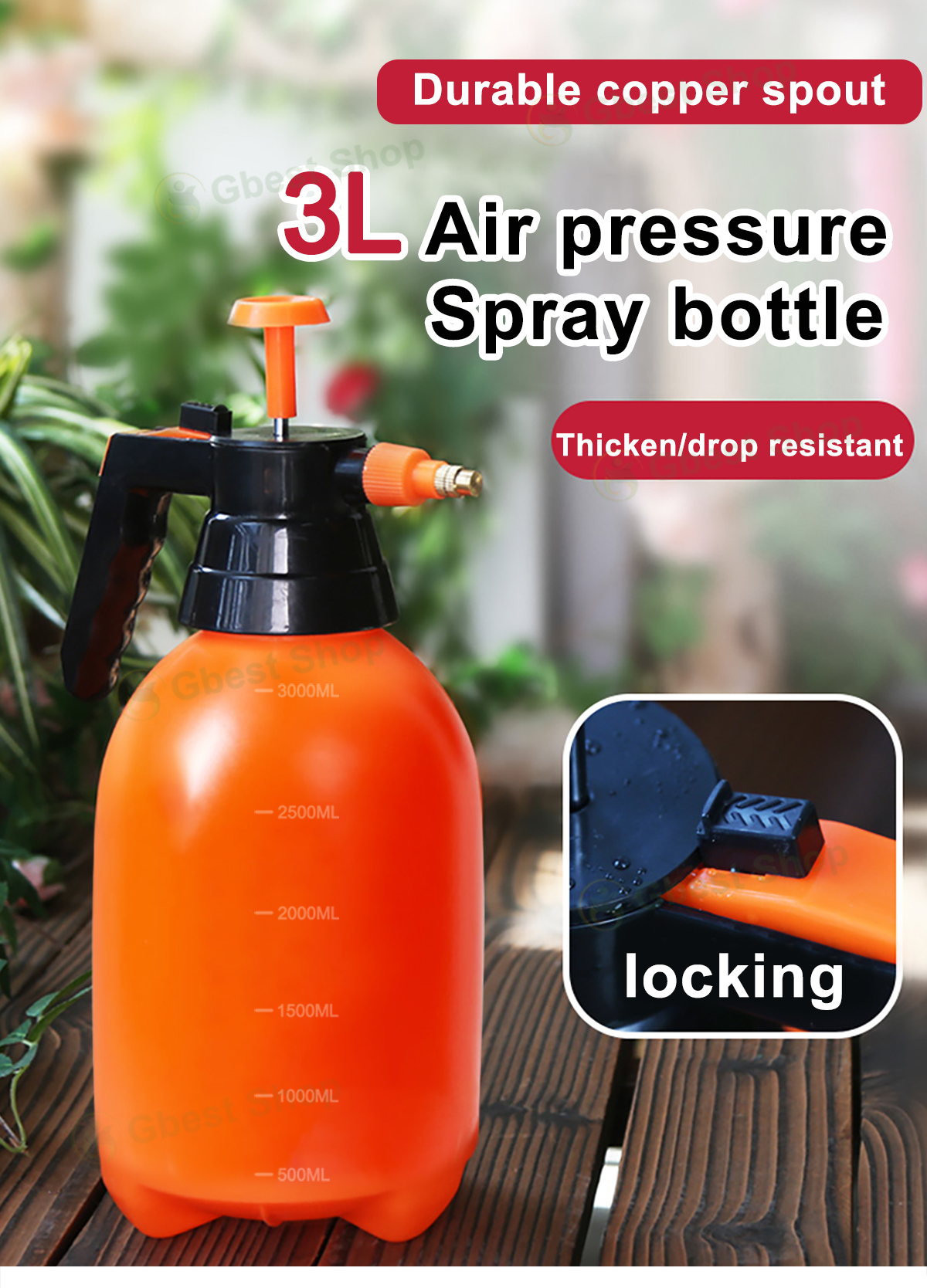 3L High Pressure Air Spray Mist Bottle Home Garden Plant Sprayer Hand ...