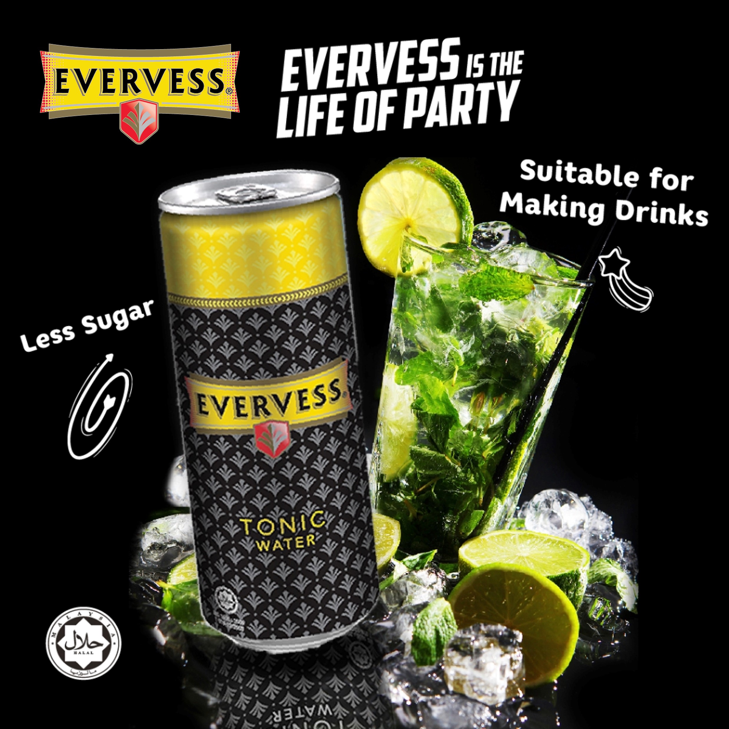 Evervess Club Soda/Ginger Ale/Tonic Water 320ml x 4 cans cluster ...