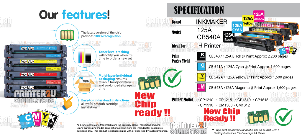 Compatible HP Color LaserJet 125A CP1215 CP1210 CP1515 CP1518 CM1312nfi ...