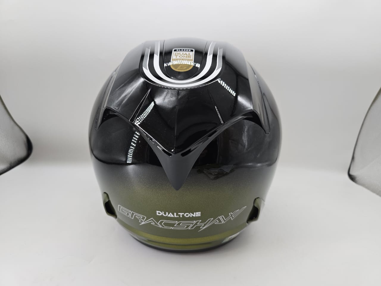 Original GRACSHAW DUAL TONE GLAZZO BLACK ARMY GREEN OPEN FACE HELMET ...