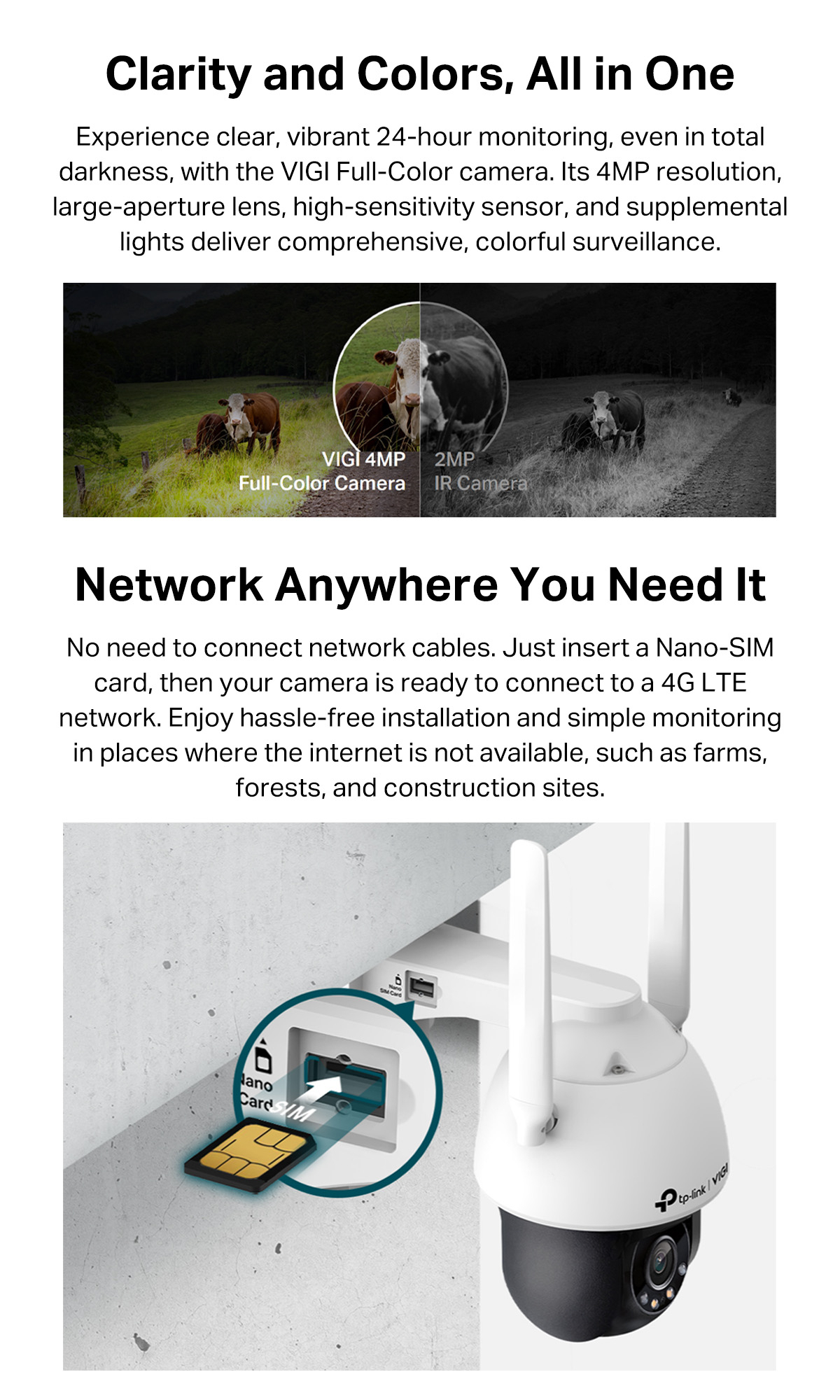 TP-Link VIGI C540-4G 4G SIM Card 4MP CCTV Camera Outdoor IP66 Waterproof Pan Tilt Full-Color ...