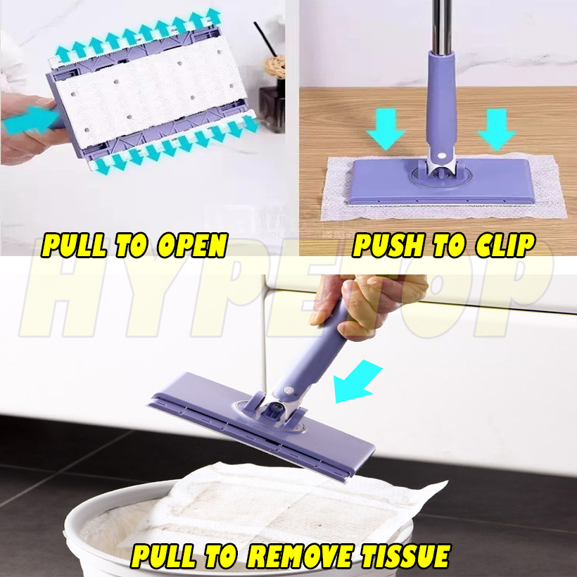 HYPETOP Flat lazy mop Mop tisu pakai buang Automatic remove Disposable ...