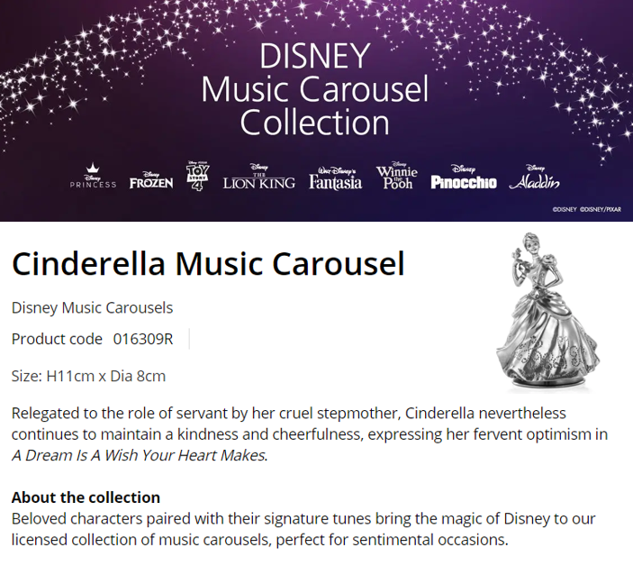 Royal Selangor Disney Music Carousels Collection Cinderella | Shopee ...