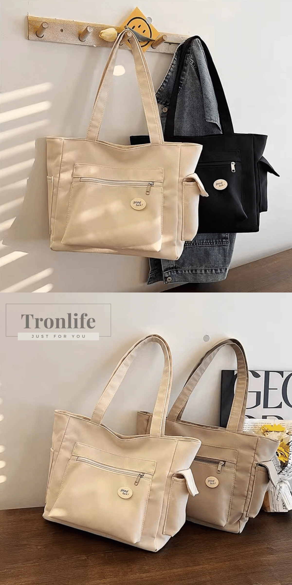 【Ready Stock】Canvas Tote Bag Large Capacity Student College University ...