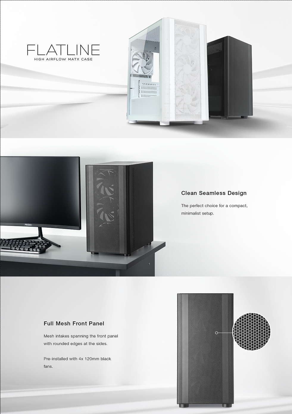 Tecware Flatline TG mATX Chassis - Black / White # TWCA-FTLN-BK / TWCA ...