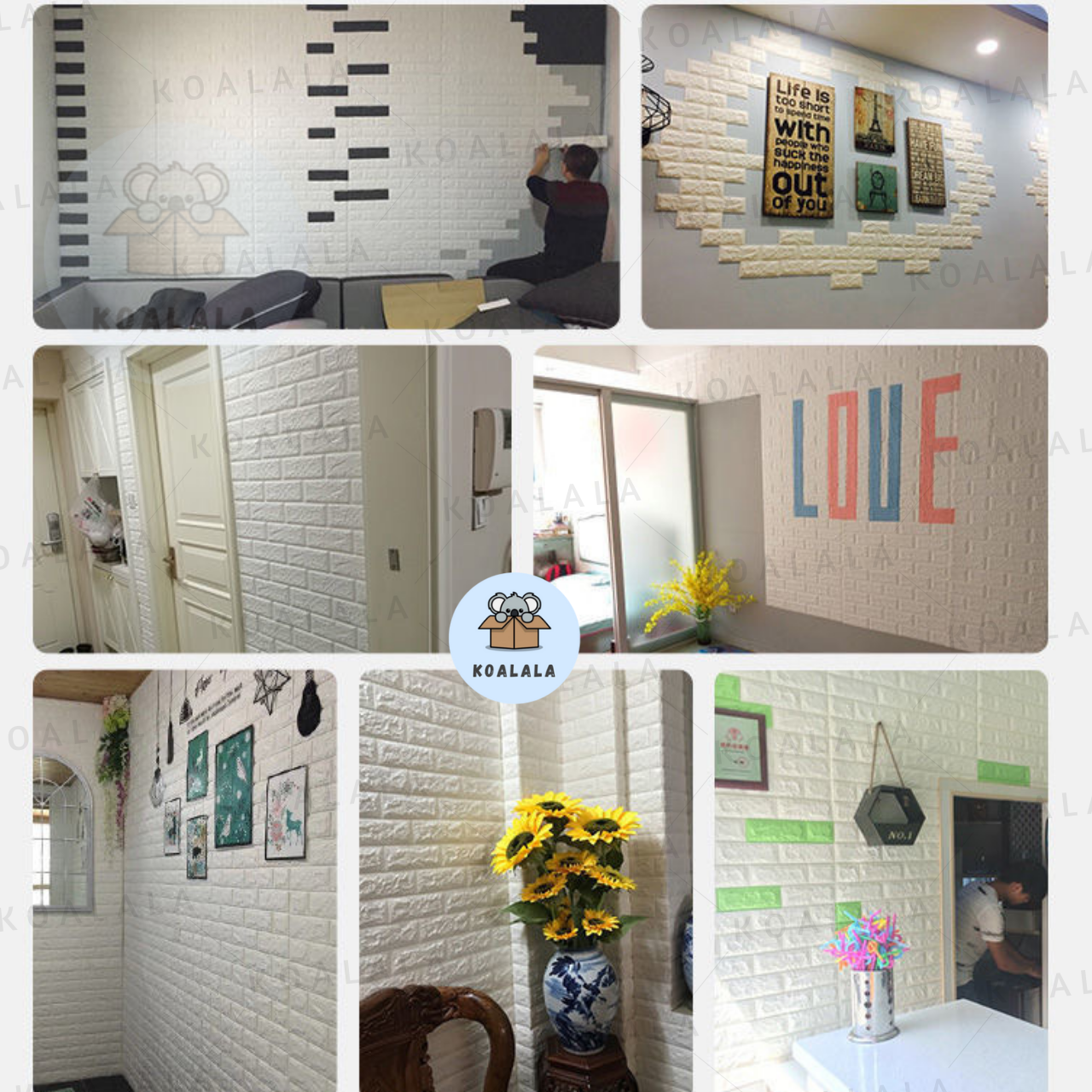 Brick White Foam Wallpaper Wall Paper Dinding Pelekat Wallpaper Dinding ...
