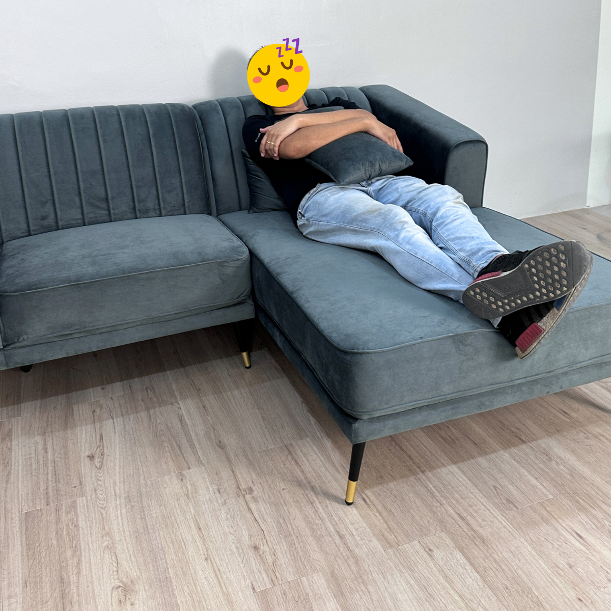 VH PAMELO L-Shape Sofa 3 Seater Sofa L Shape Kain Baldu Fabric Velvet ...