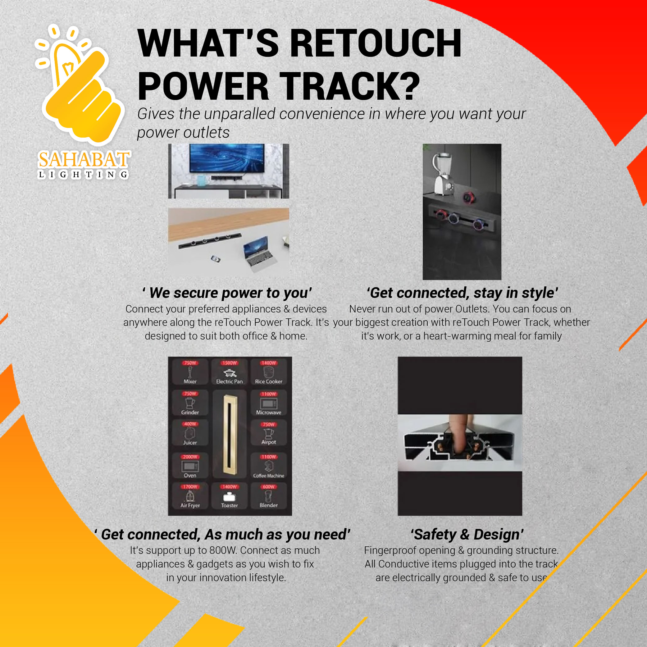 [ SIRIM ] reTouch Power Track Socket 32A Power Socket Universal Usb ...