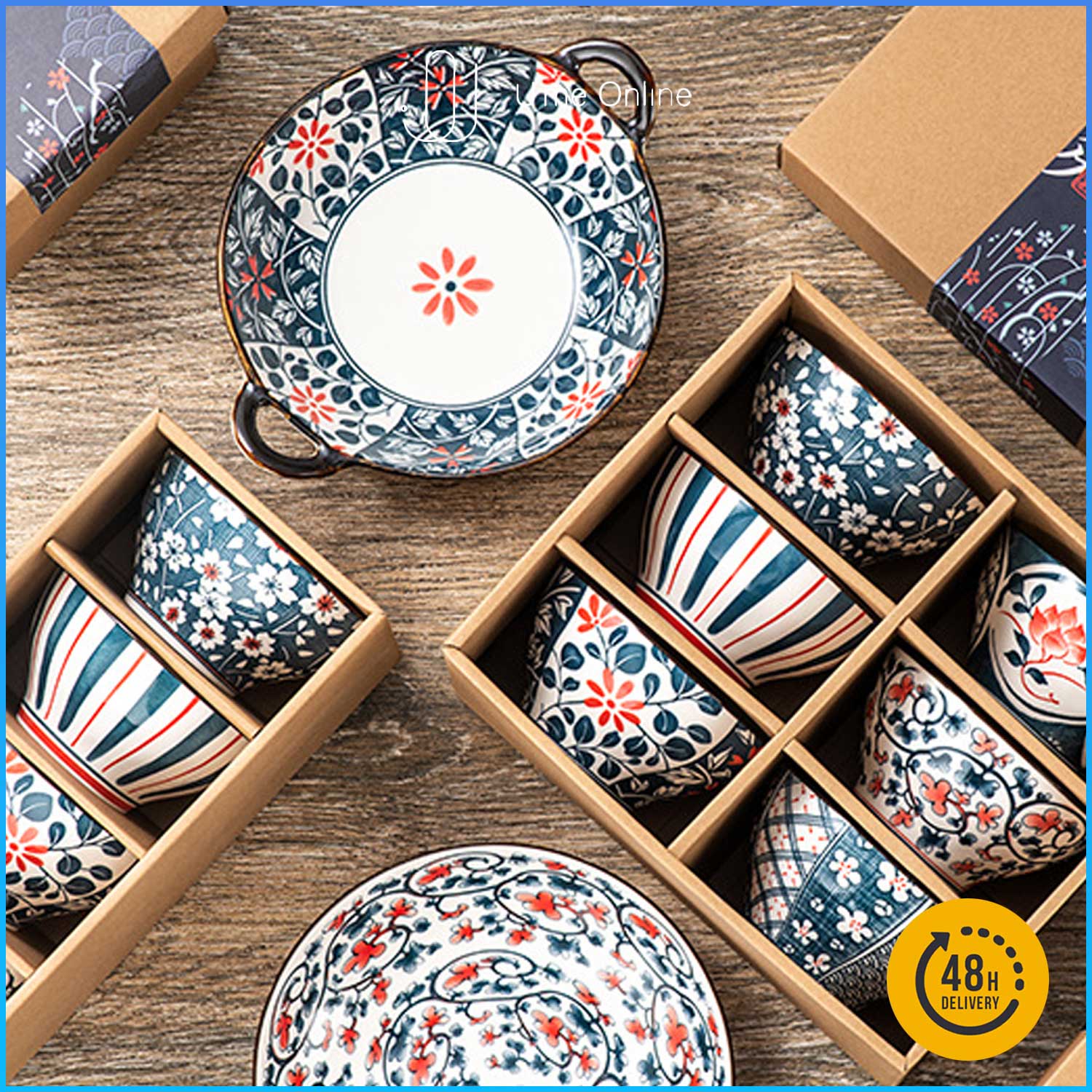U.me Japanese Wafu Style Ceramic Bowl Plate Dish Set Gift Boxed Bowl ...