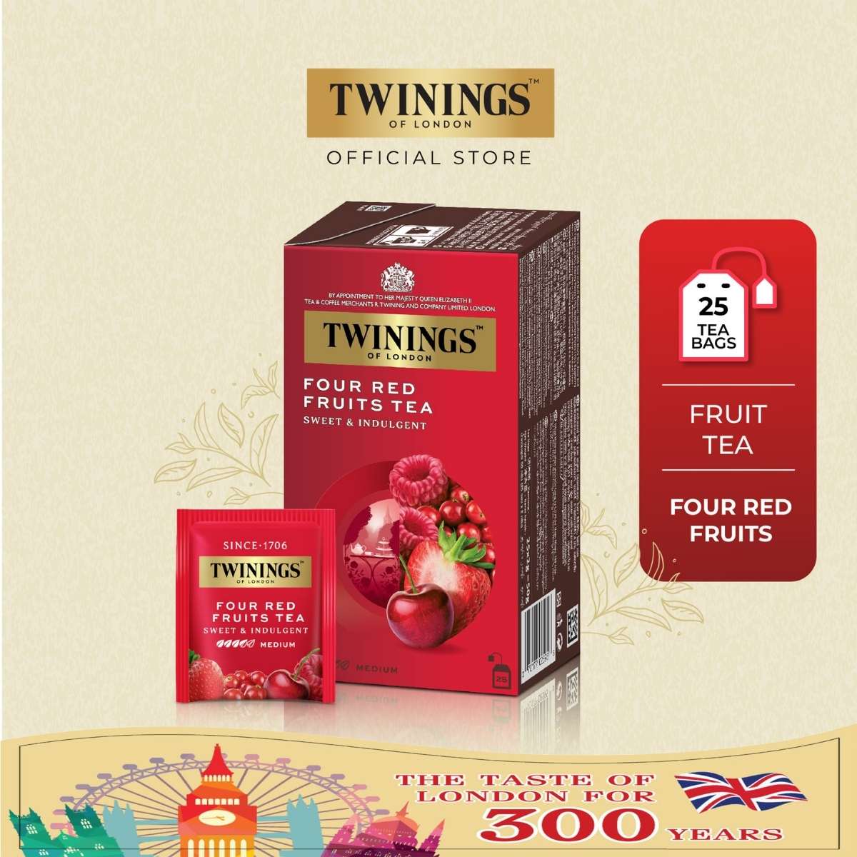 TWININGS 4 Red Fruits Flavored Tea (25's x 2g) | Flavored Black Tea ...