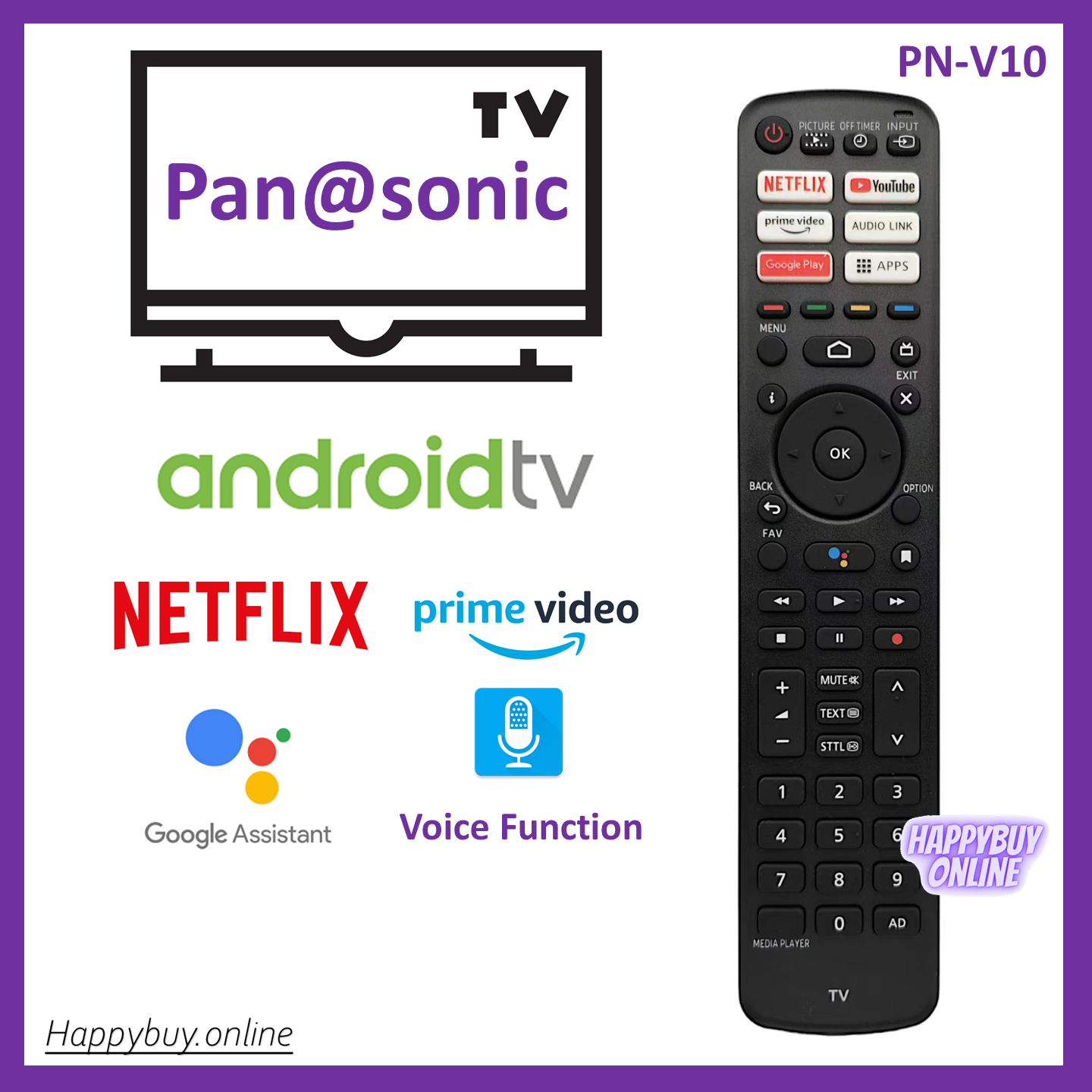 Panasoni 4K Smart UHD Android TV Remote Control PN-V10 LX800K LX650K ...