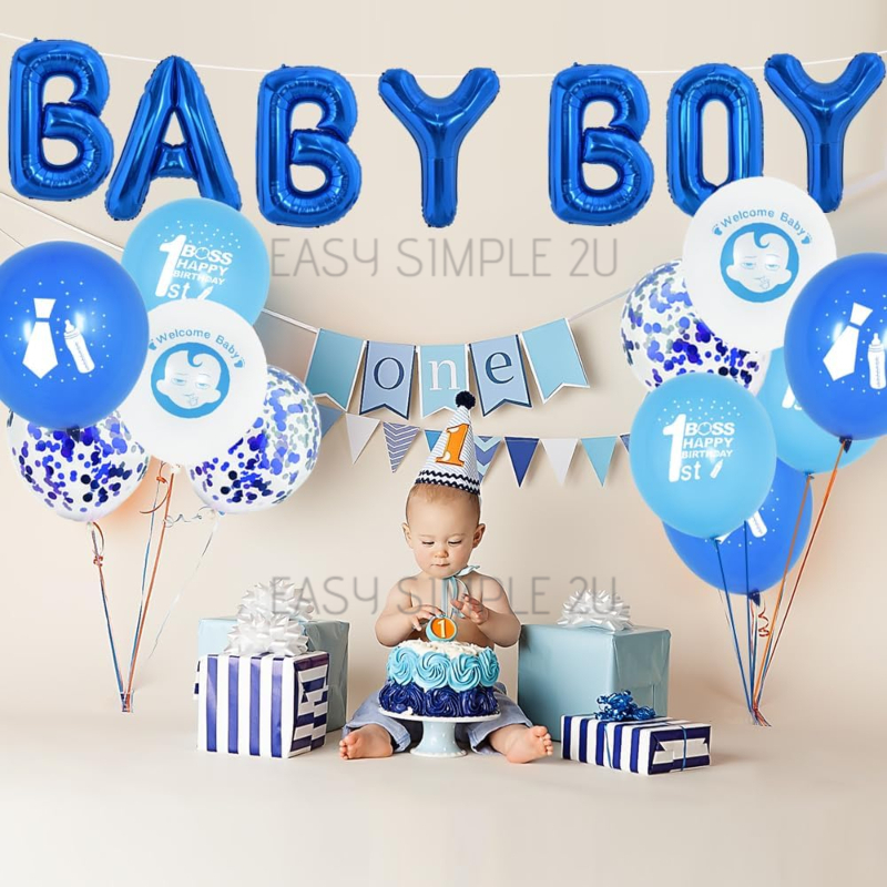 (1Keping) Belon Huruf Nombor Warna Berkilat Biru Merah 16Inci Glossy ...