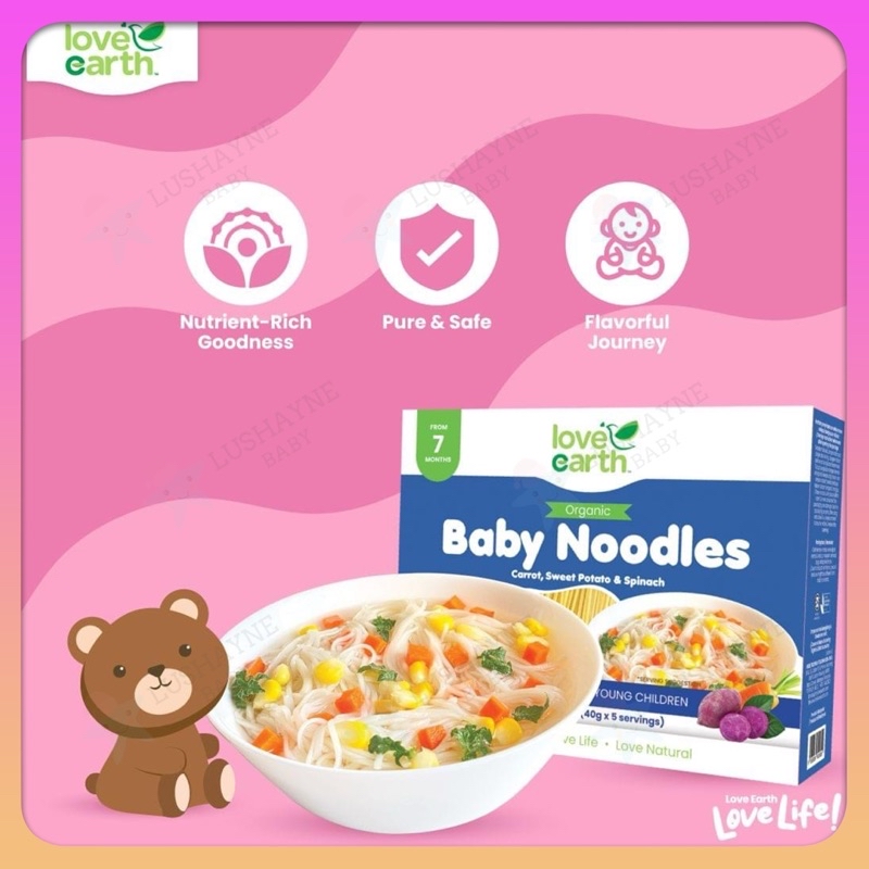 [Baby Food] LOVE EARTH Organic Baby Noodle 200g Baby Pasta 175g 7 ...