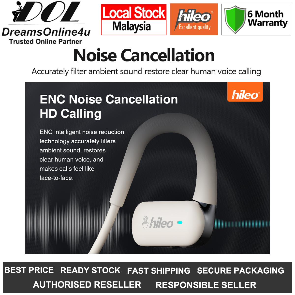 hileo hi77 Open-Ear Air Conduction Bluetooth 5.4 ENC Noise Cancellation ...
