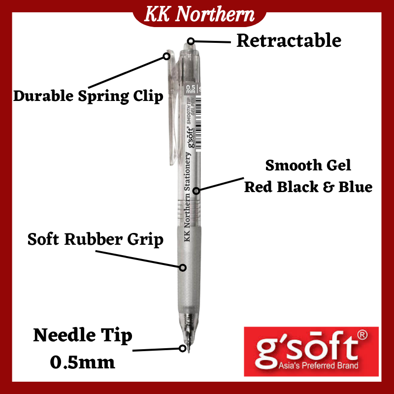 (G'soft) ST5 Gel Pen 0.5mm Retractable Gel Pen Needle Tip Smooth Gel ...
