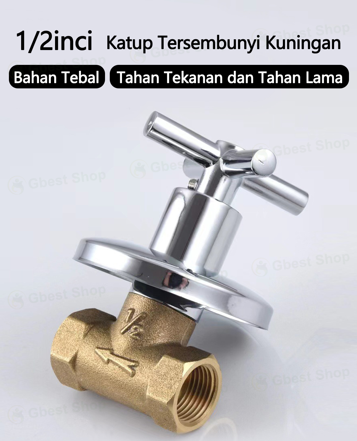 1/2" Brass Quarter Turned Shower Stop Valve Stop Cock Injap Berhenti ...