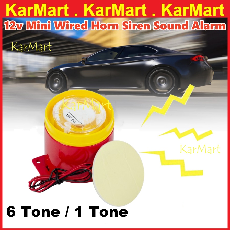 12V 1 Tone 6 Tone Mini Wired Horn Siren Sound Alarm System Warning Horn ...