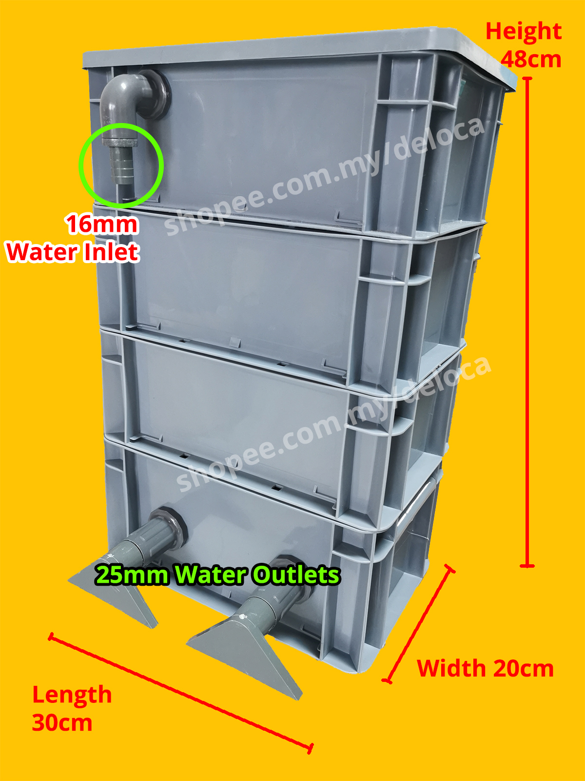 Aquarium Filter Box 4-Tier Indoor Aquarium Outdoor Filteration Box Fish ...