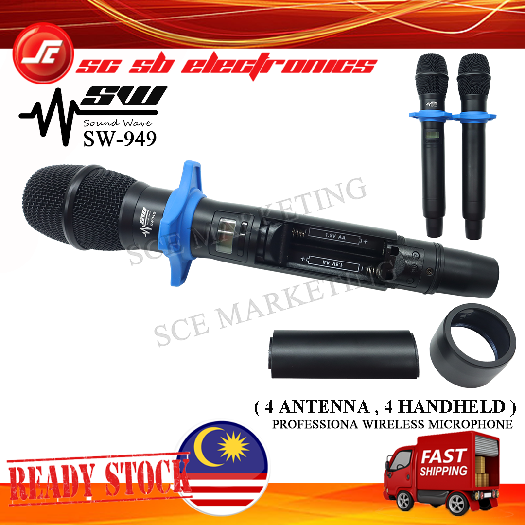 SOUNDWAVE SW-949 DIGITAL UHF 4CH PLL PROFESSIONAL UHF HANDHELD WIRELESS ...
