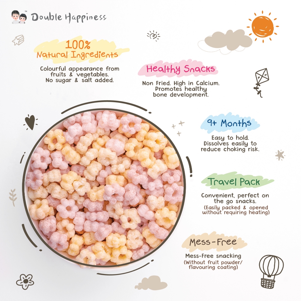 Double Happiness Fruits Series Rice Puff /Plain Series(10g / 50g) Rice ...