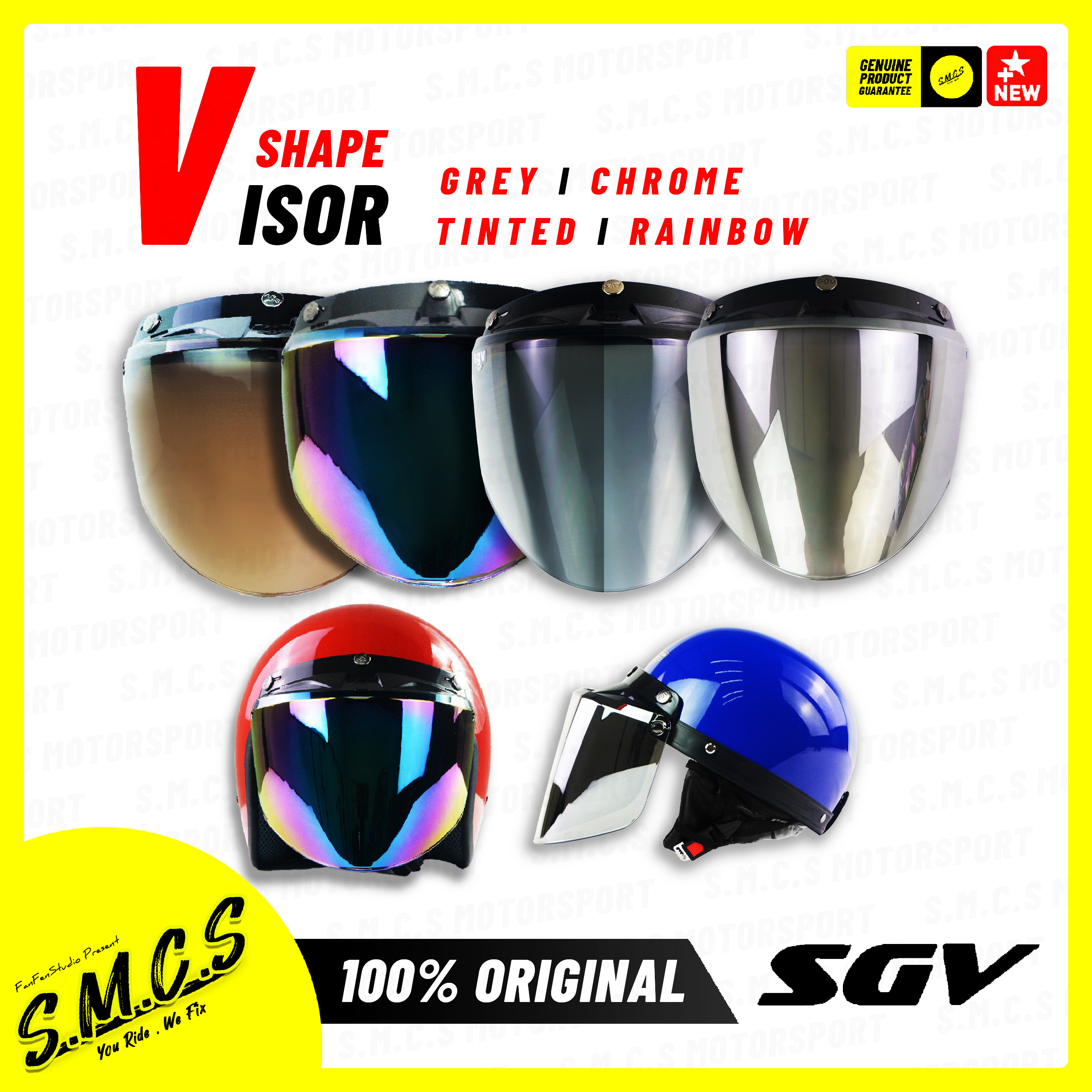 SGV Visor V Shape Untuk MS88/MHR III/SGV/RS88/FKR/MAGNUM/MDH (100% ...