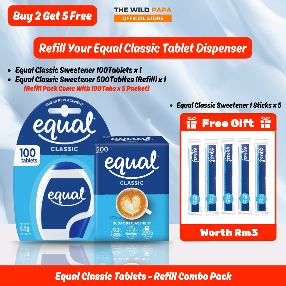 EQUAL Classic Natural Sweetener 100/300/500 Tablets Replacement Sugar ...