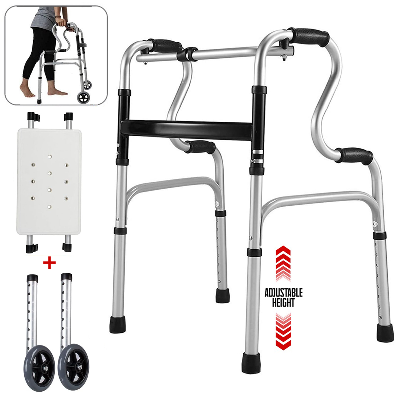 Foldable Walking Frame for Seniors with Detachable Seat Lightweight ...