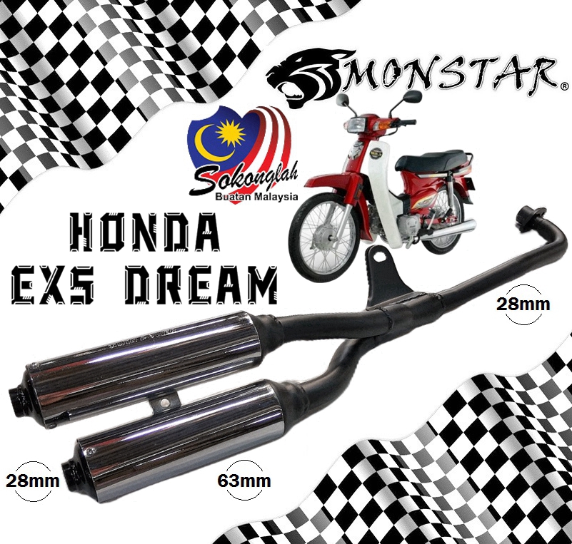 Honda EX5 COBRA TWIN BIG Tabung ekzos 28mm DREAM exos exzos Exhaust ...