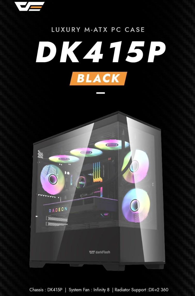 DarkFlash DK415P Tempered Glass AIGO Megaview BLACK WHITE MATX M-ATX PC ...
