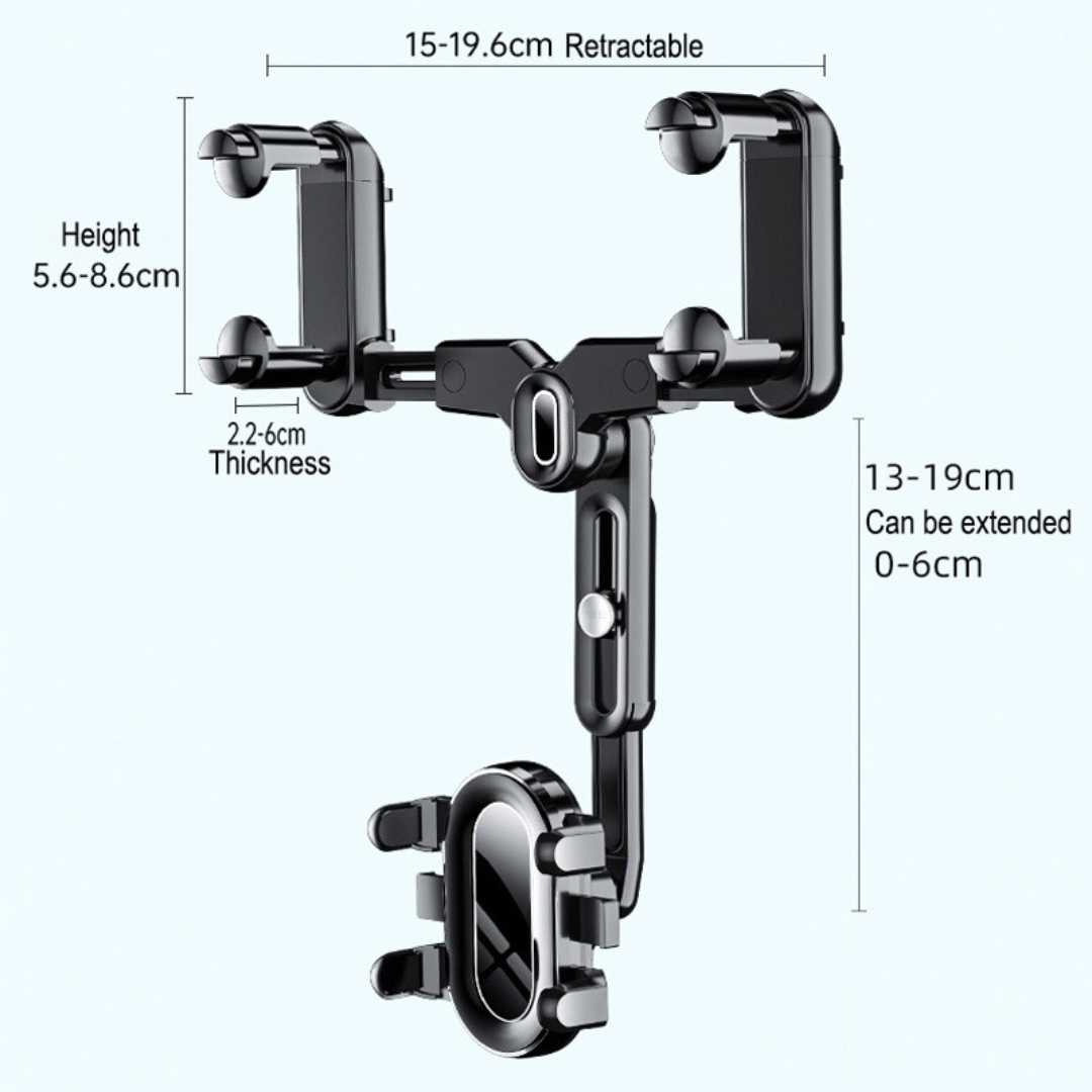 Car Phone Holder Rearview Mirror 360° Rotatable Retractable Phone Mount ...