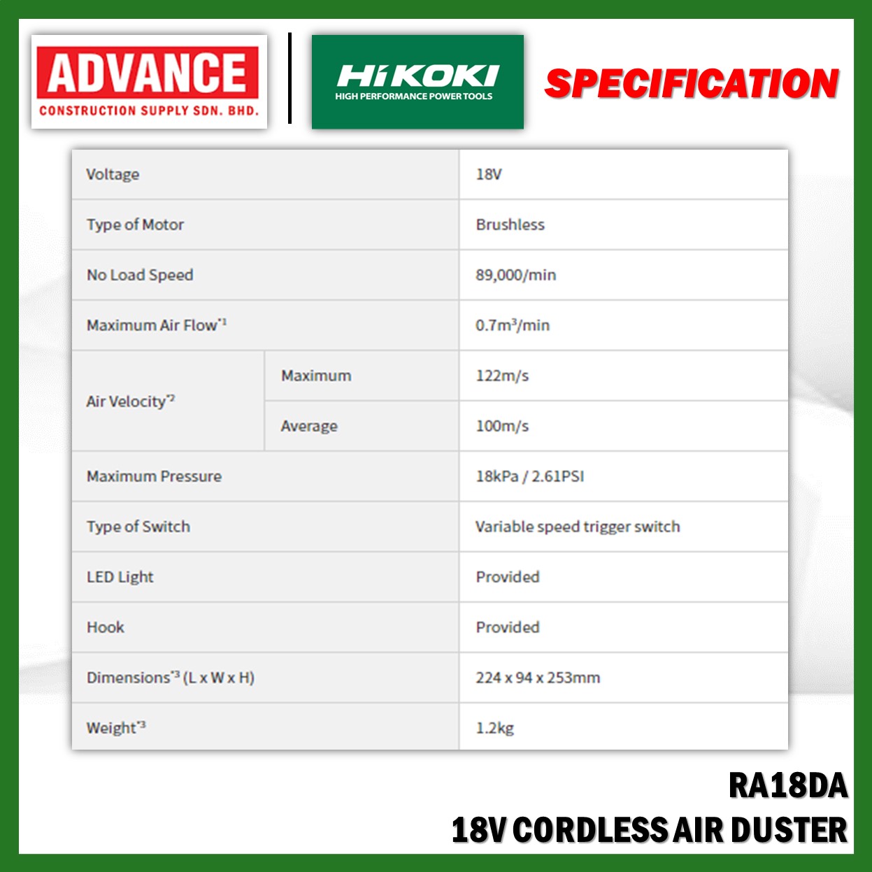 HIKOKI RA18DA 18V Cordless Air Duster | Shopee Malaysia
