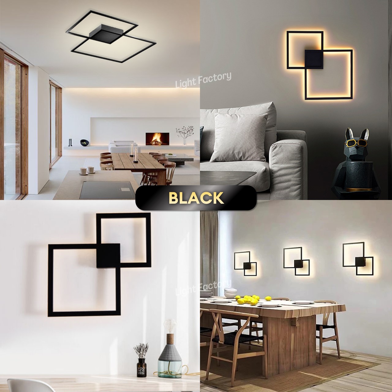 Decorative Ceiling Light Modern Nordic Wall Lamp Square 3 Colour LED ...