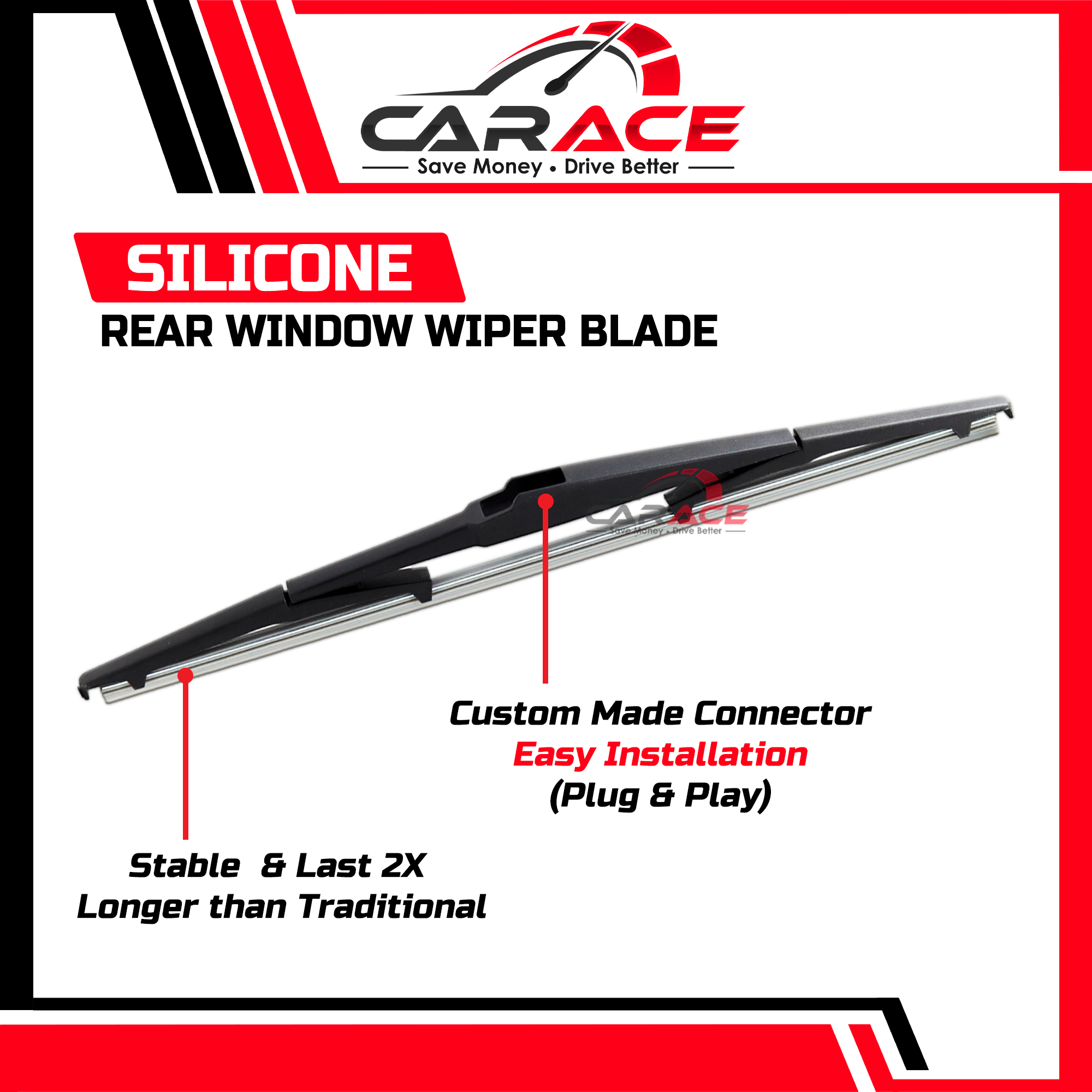 PERODUA MYVI 2018-2024 Rear Wiper SILICONE Wiper 12inch Back Window ...