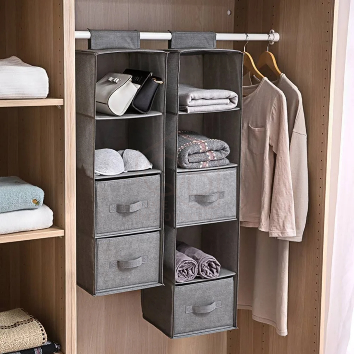 QB wardrobe shelves hanging drawer organizer storage box cloth clothes ...