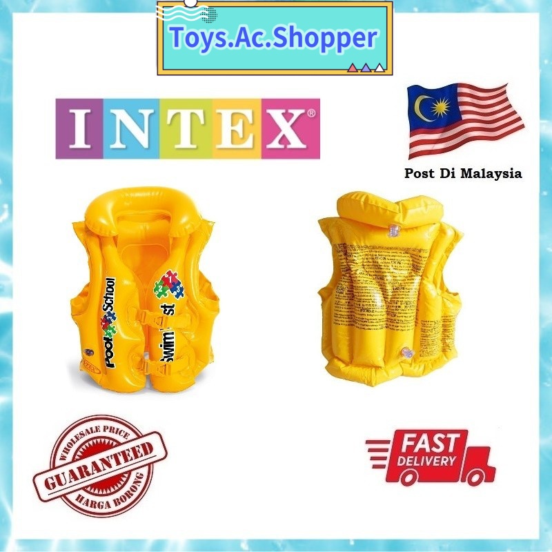 INTEX 58660 Inflatable Pool Deluxe Swim Vest Kids Life Jacket Child ...