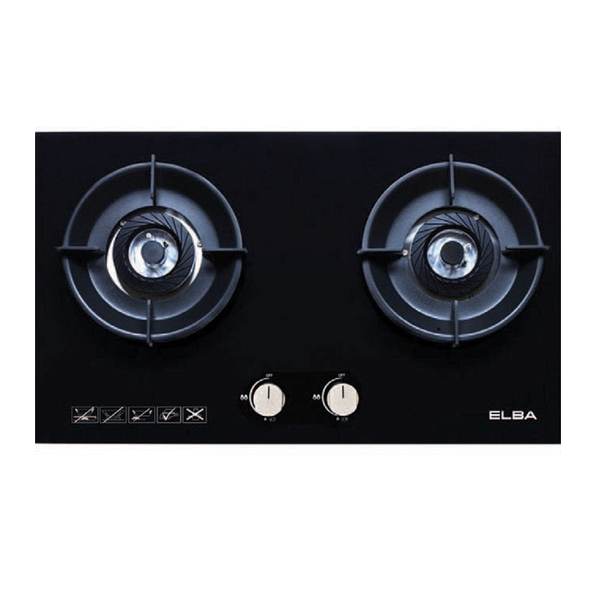 ELBA Glass Hob EGH-N8822G(BK) Safety Vavle Gas Cooker Gas Stove TRIPLE RING BURNERS 5.0kW Cast ...