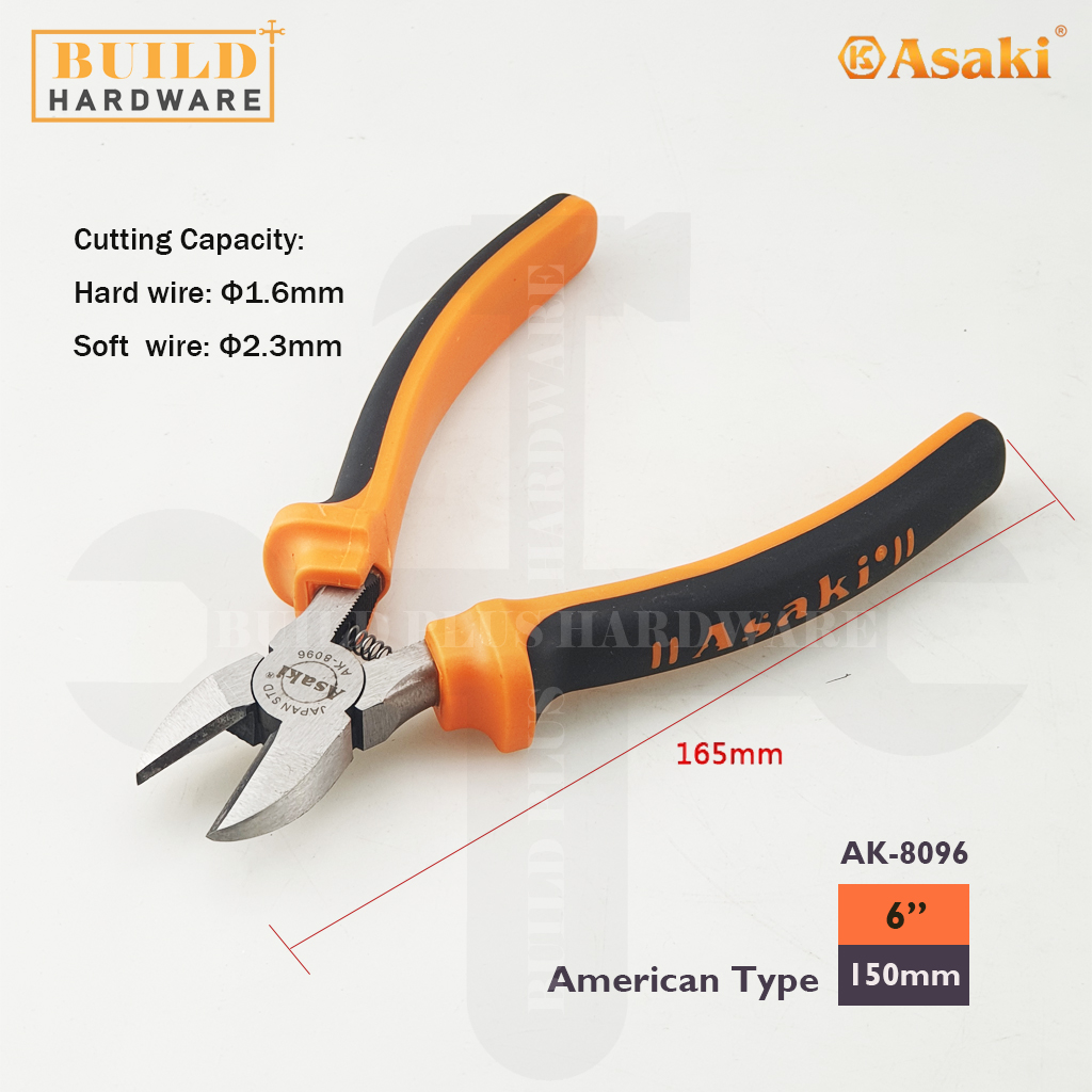ASAKI Diagonal Cutting Plier 6"/8" AK-8096/AK-8110 American Type / German Type 美式斑马柄斜咀钳/德式团鱼柄斜咀钳 ...