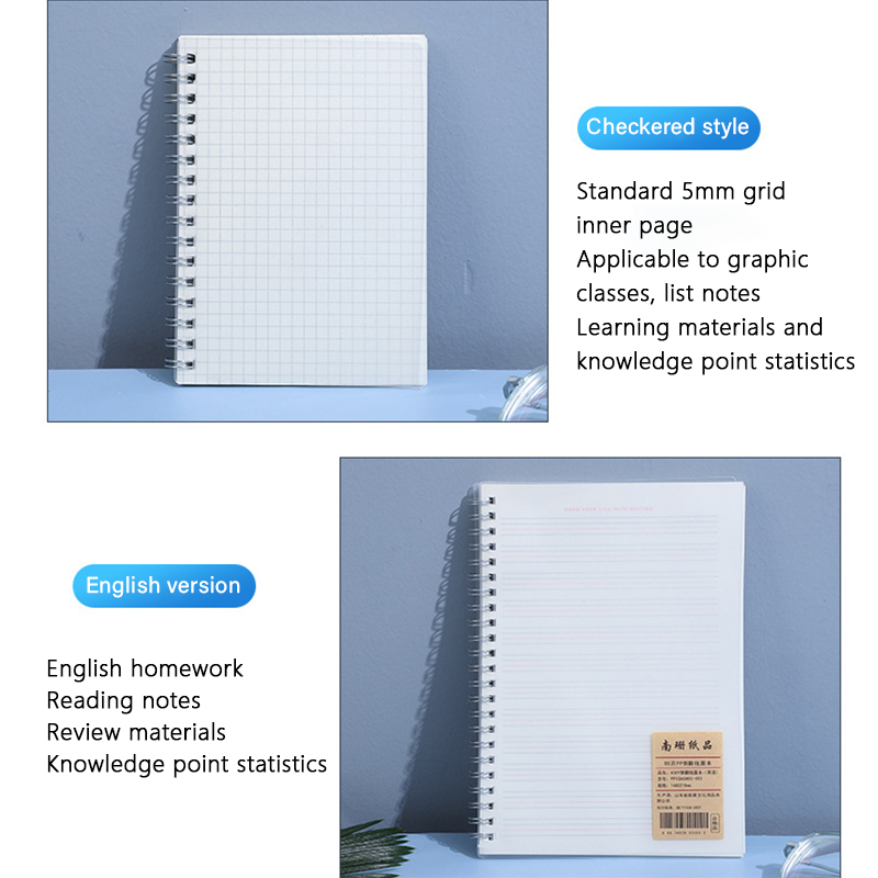 B5 A5 160 Pages Blank Grid Line Matte Cover Notebook Spiral Book Coil Notebook Journal Diary ...