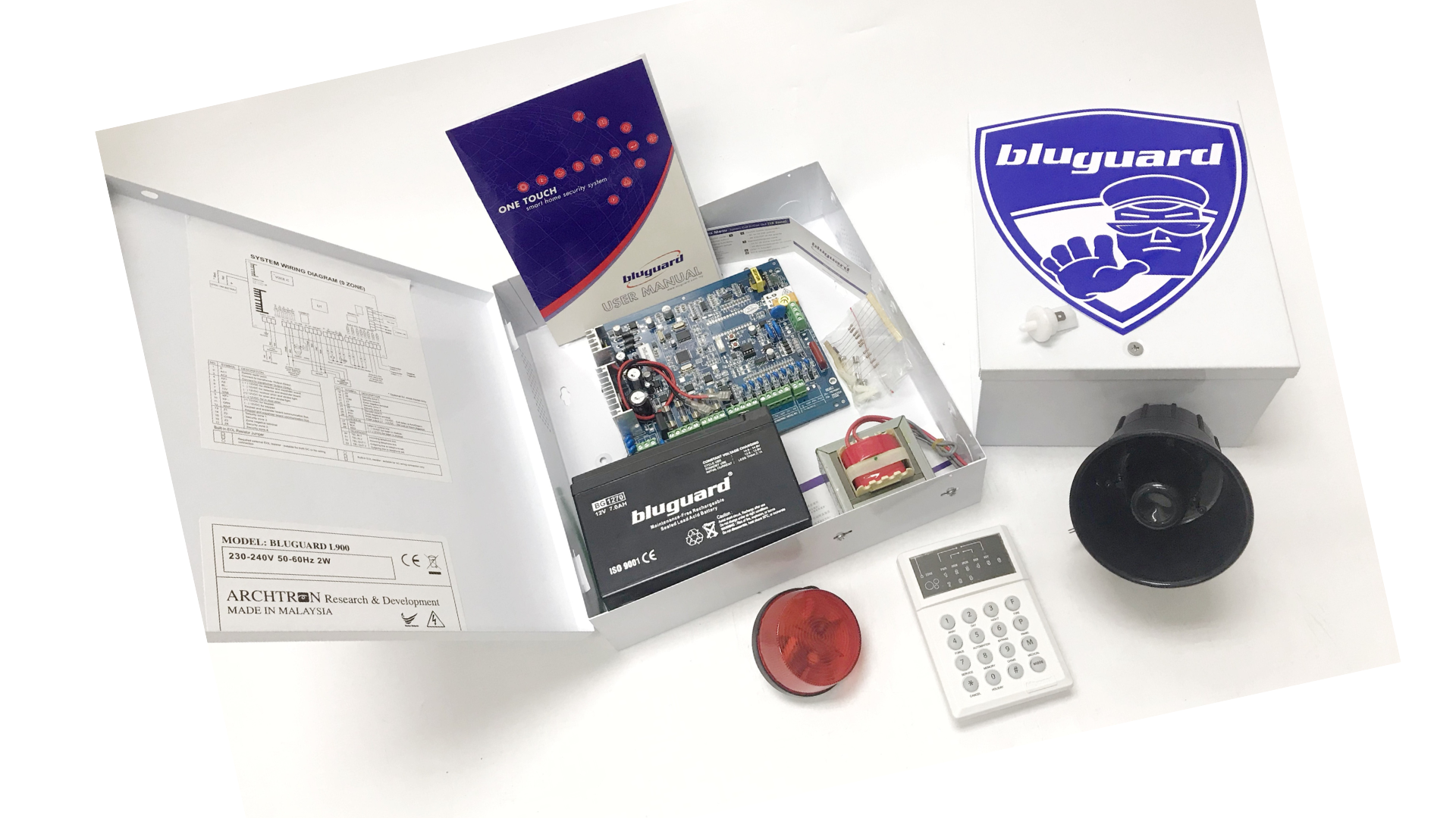 Bluguard Security Wired Alarm V16+ V16N V16 Touchscreen Set 8+1 Zone ...