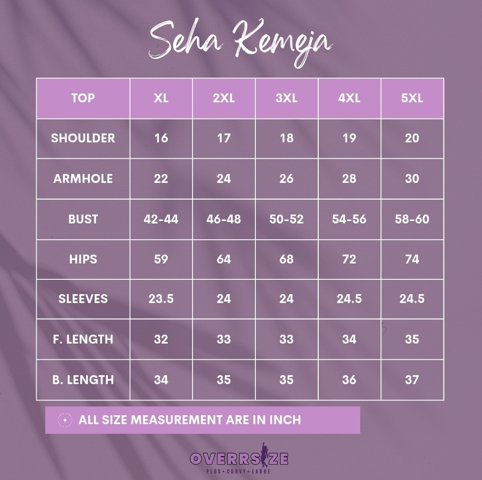 OVERRSIZE M(34/36)-5XL(58/60) Plus Size Seha Abstract Print Women Muslimah Kemeja Blouse Baju ...