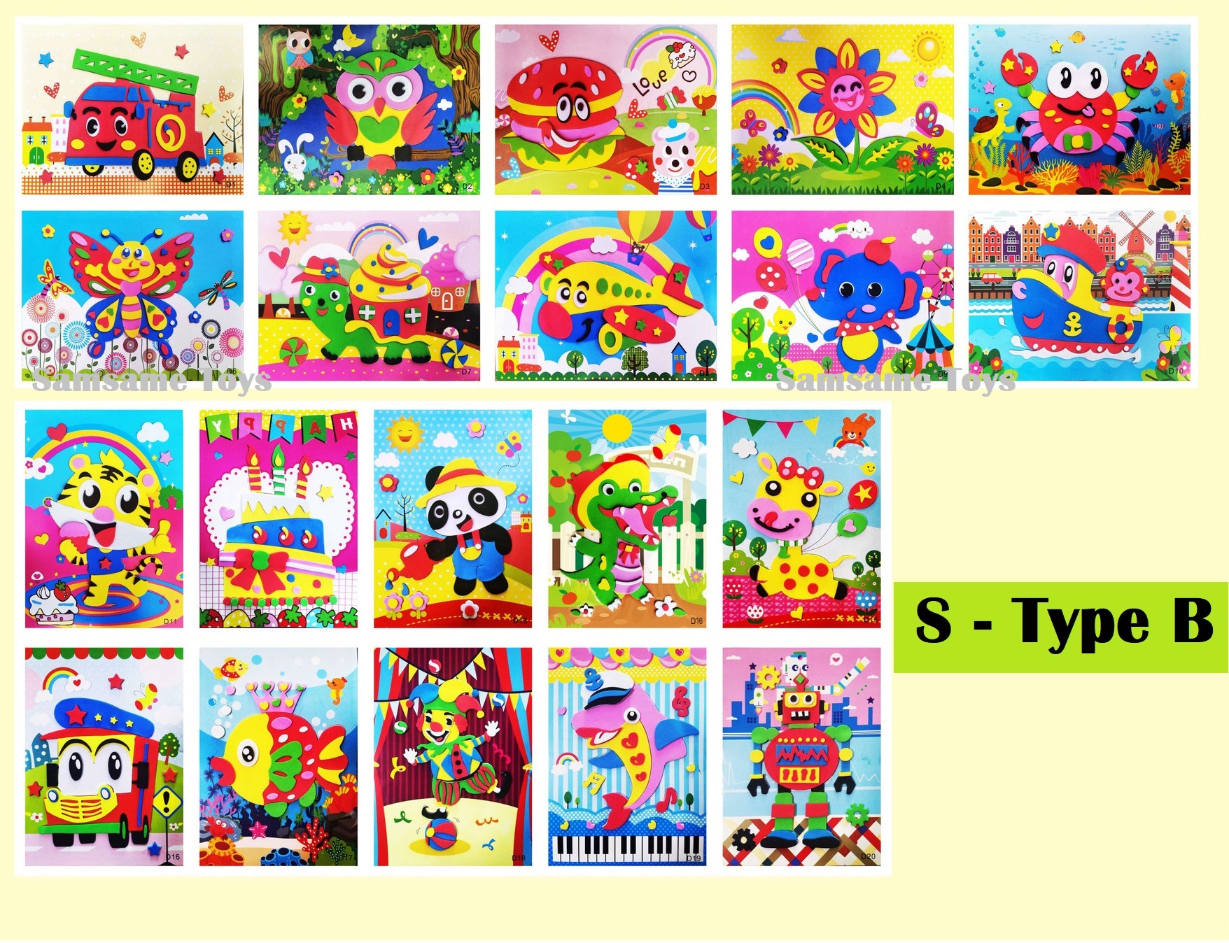 NEW 2 IN 1 [COLORING + EVA Sticker] Kid Art Craft Early Learning Gift ...