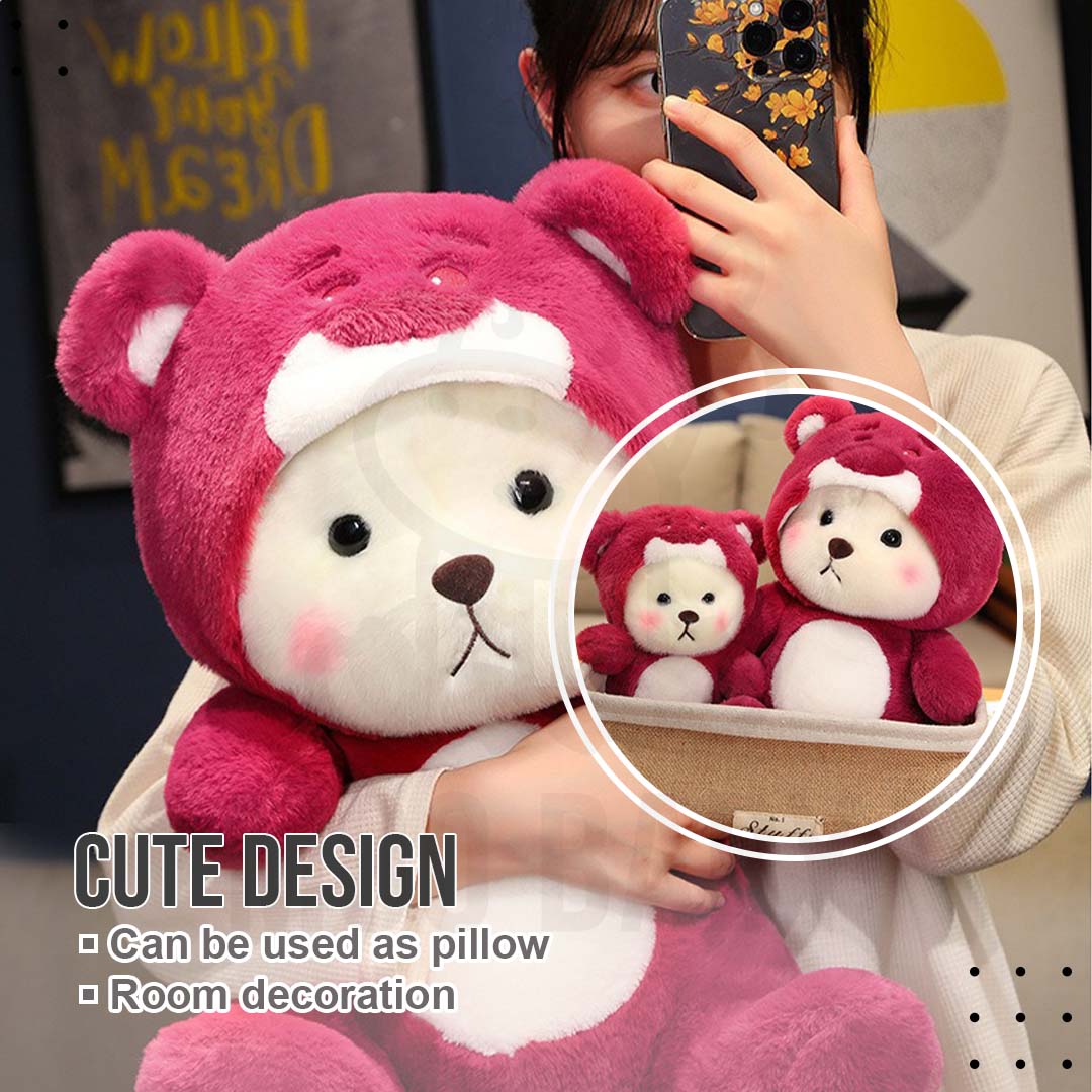 ⭐Moo Baby Teddy Bear Doll Strawberry Bear Plush Toy Cute Plushie Soft ...