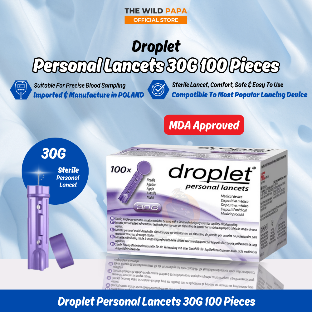 DROPLET Personal Lancets 30/33g 100's Blood Lancet Precise Blood Sample ...